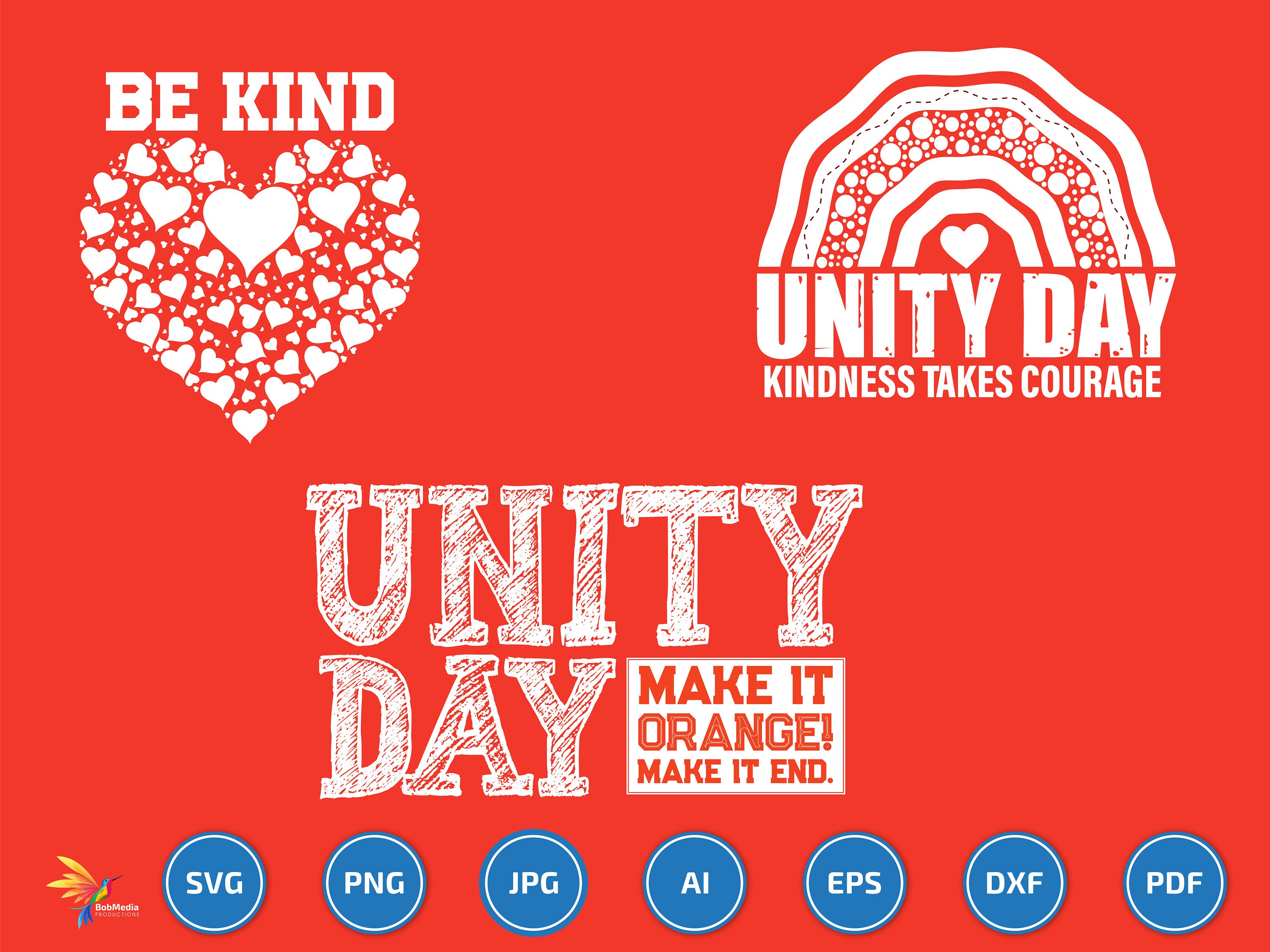 Unity Day Svg Png Orange Heart Svg Be Kind Svg Anti - Etsy