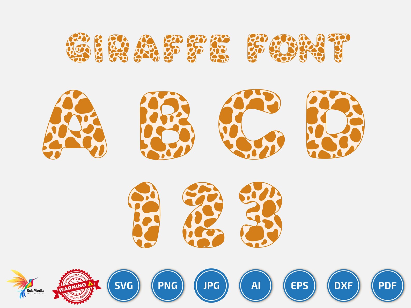 Giraffe Alphabet Svg Animal Font Svg Giraffe Font Svg Png - Etsy UK
