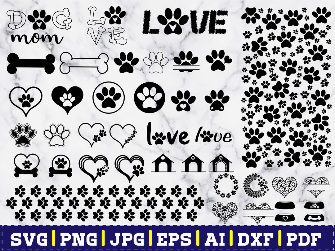 Paws Dog Svg Files Paws Pattern Dog Svg Bundle Dog Mom - Etsy UK