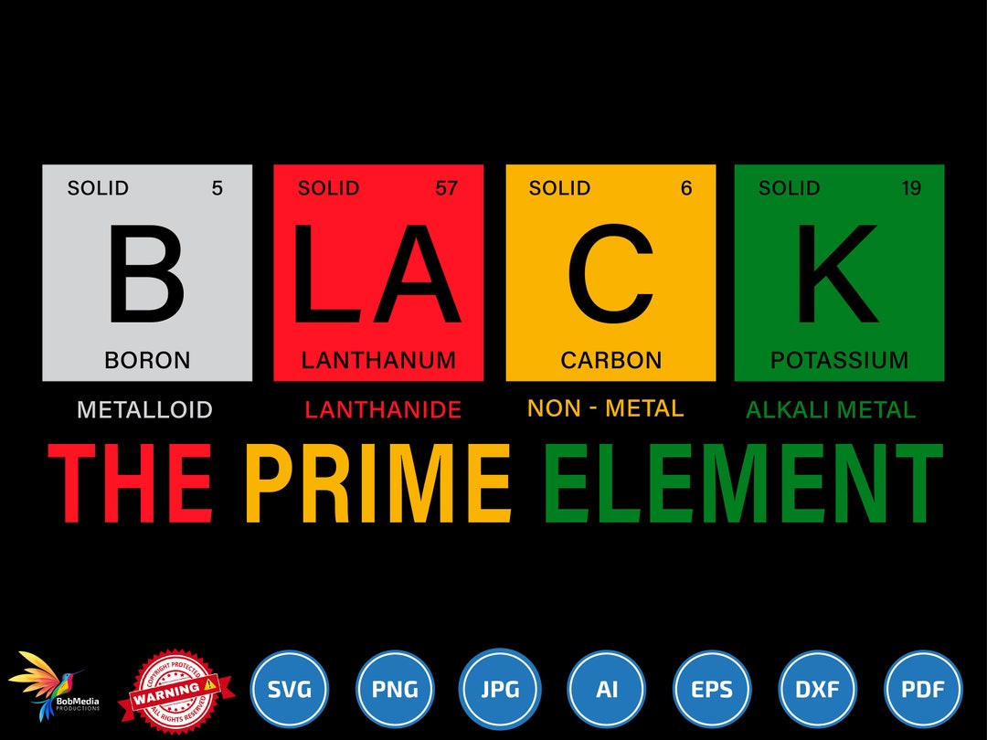 Black the Prime Element Svg, Black History Month Svg, Black Periodic ...