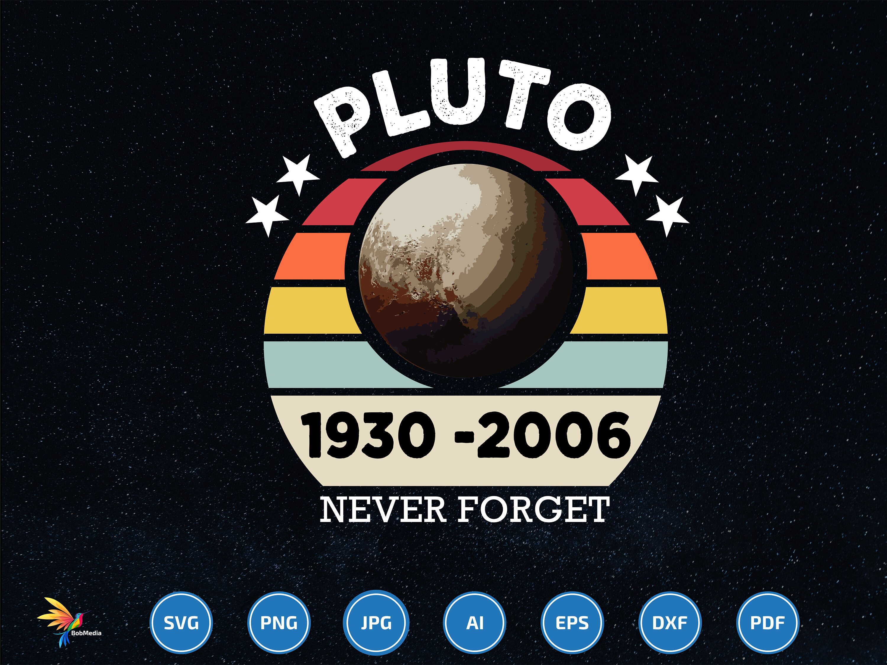 Pluto Never Forget SVG Bundle Retro Vintage Pluto Svg - Etsy