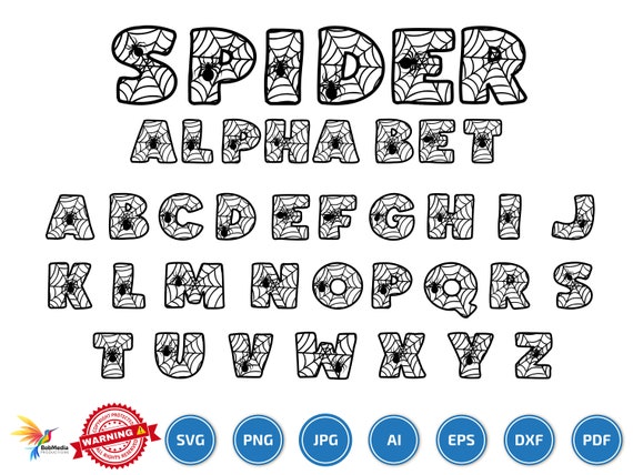 Spider Alphabet Svg Spider Font Svg Spider Svg Spider Web - Etsy UK