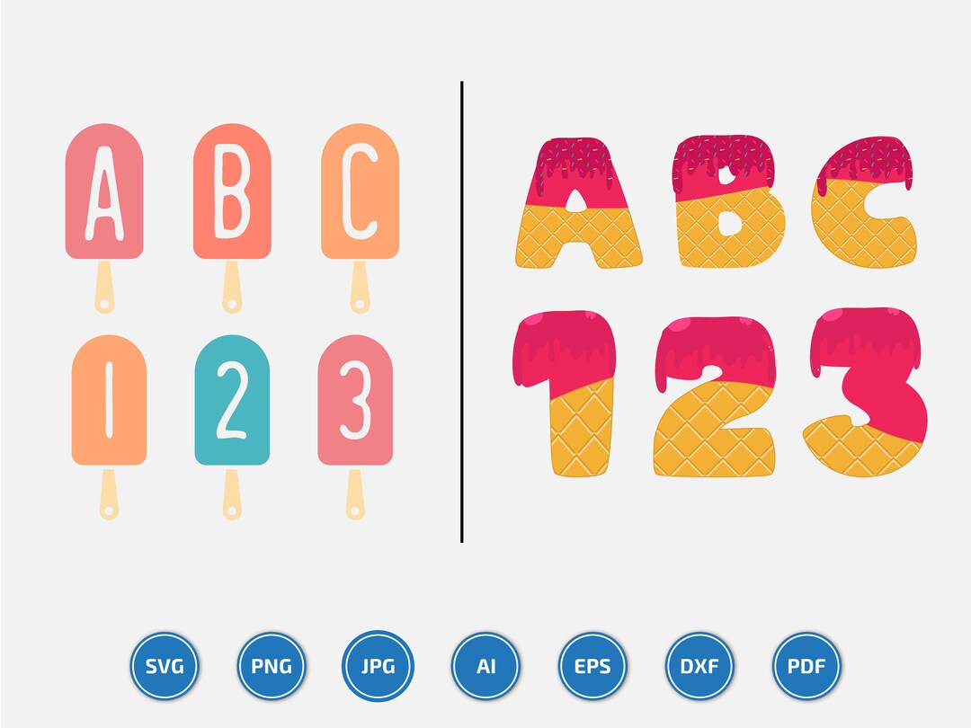Ice Cream Alphabet Svg , Ice Cream Letters Svg Numers, Alphabet Svg ...