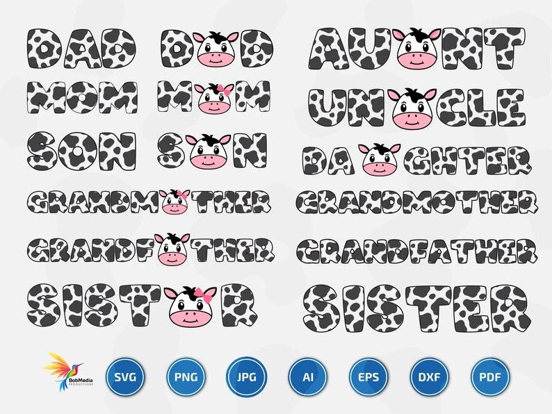 Cow Family Svg Cow Svg Files Cow Clipart Cow Print Svg Cow - Etsy Canada