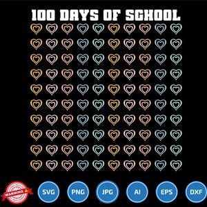 100 Days of Hearts Shirt Svg Bundle, Hearts 100th Day Svg, 100 Hearts ...