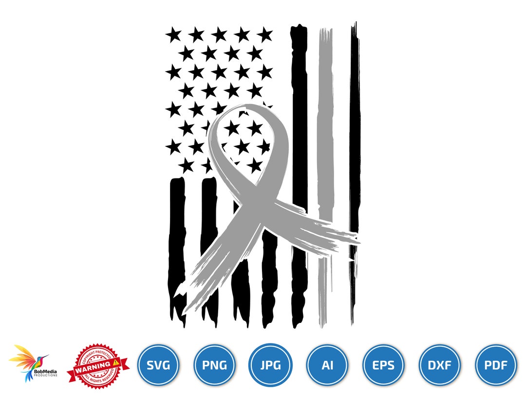 American Flag Brain Cancer Awareness SVG Png, Brain Cancer Svg, Cancer ...