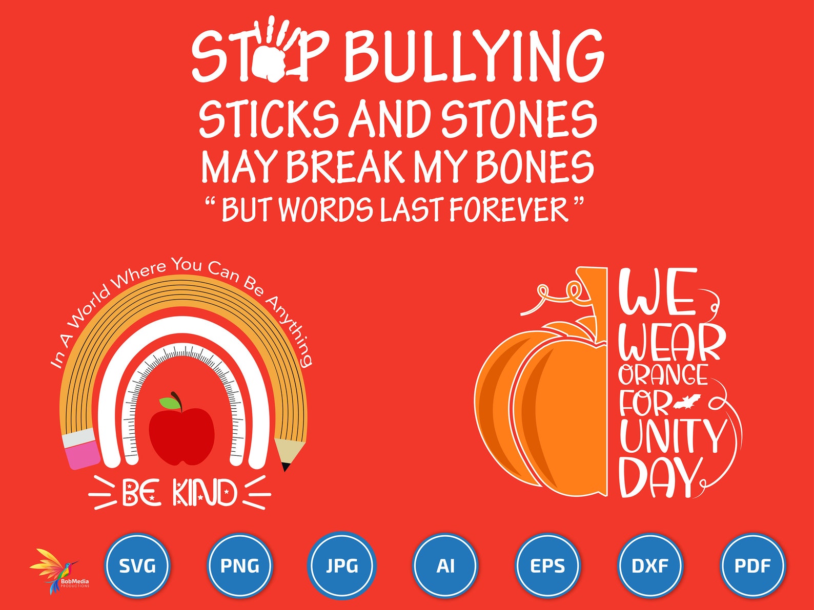 Unity Day Svg Png Orange Heart Svg Be Kind Svg Anti - Etsy