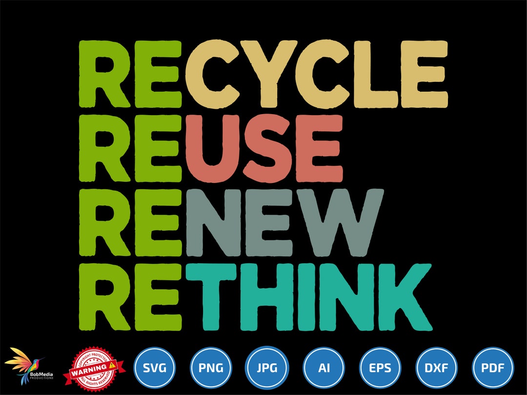 Recycle Reuse Renew Rethink Svg Png, Earth Day Svg, Environmental Activism SVG Png, Crisis ...