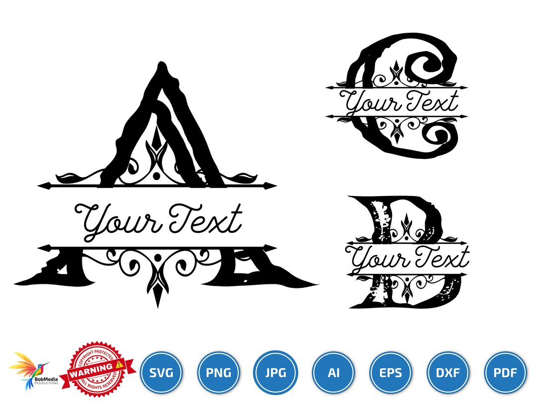 Split Monogram Alphabet SVG,DXF, Monogram SVG, Monogram Font Svg ...