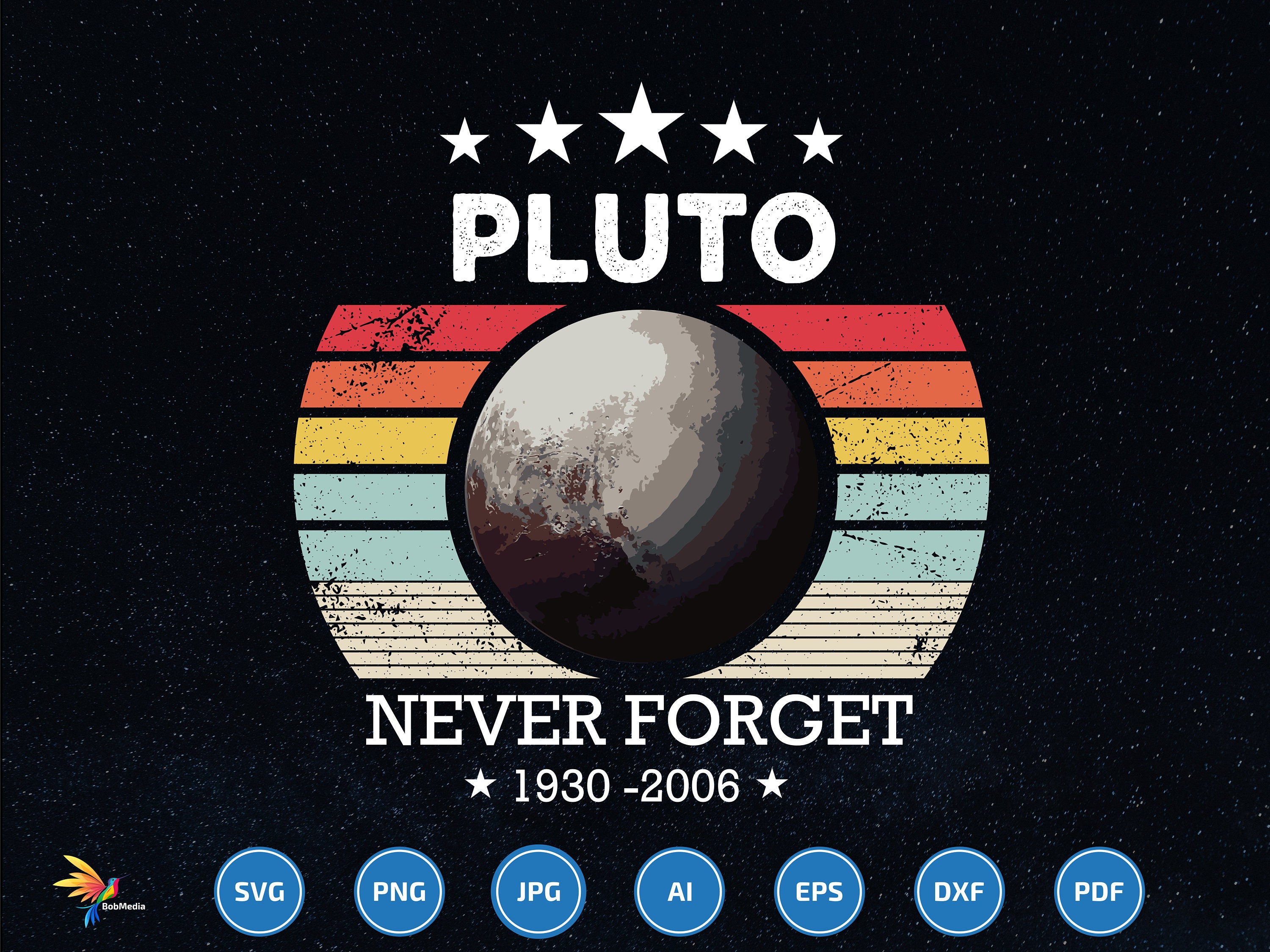 Pluto Never Forget SVG Bundle Retro Vintage Pluto Svg - Etsy