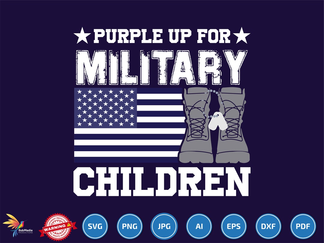 Purple up Military Kids Svg, Army Child Month Svg, Military Kids, Mens ...