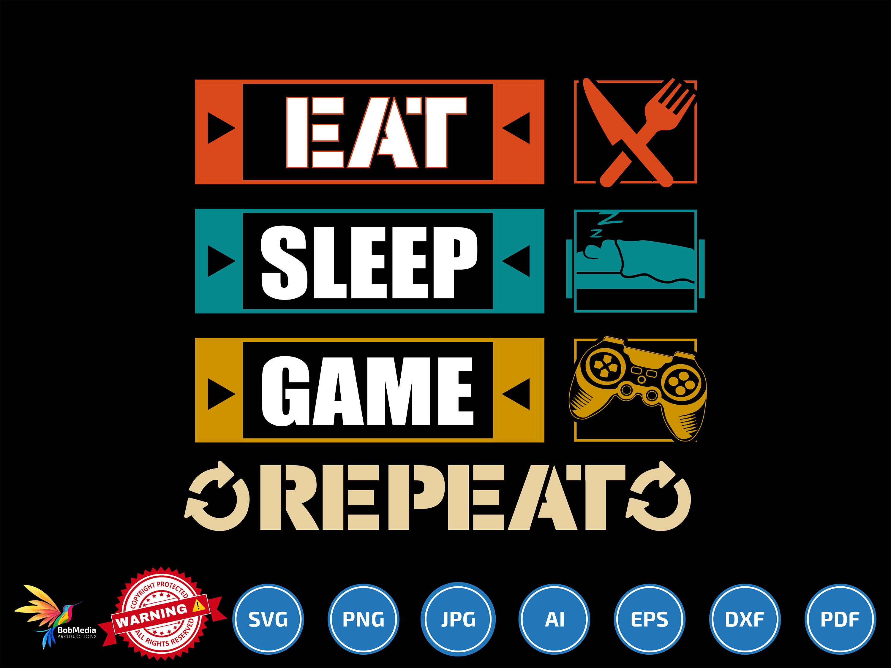 Eat Sleep Game Repeat Svg Png Gaming Svg Gamer Svg Video - Etsy