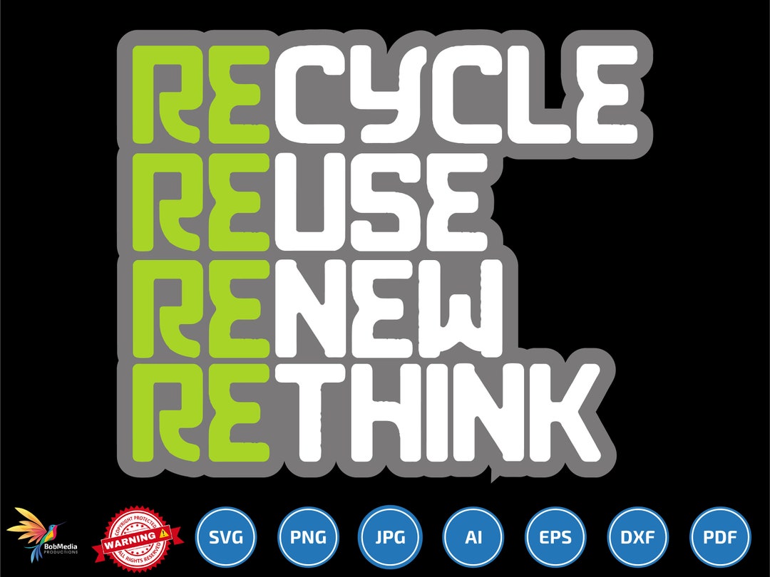 Recycle Reuse Renew Rethink Svg Png, Earth Day Svg, Environmental Activism SVG Png, Crisis ...
