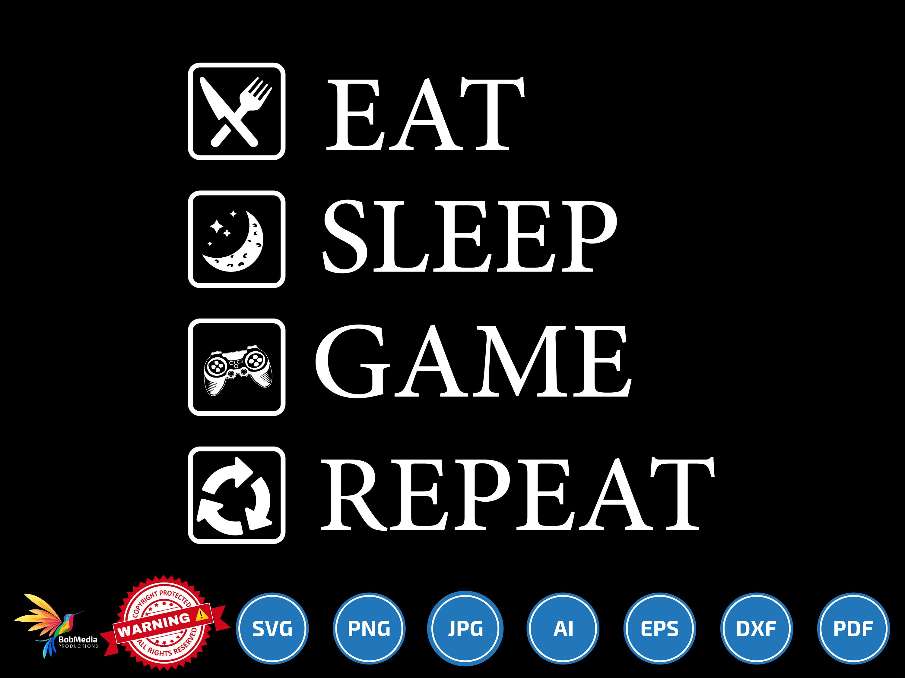 Eat Sleep Game Repeat Svg Png Gaming Svg Gamer Svg Video - Etsy