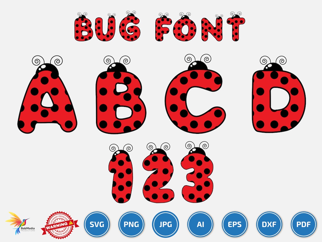 LADYBUG FONT Svg Ttf,alphabet Letters Ttf, Bug Pattern Svg, Bug Numbers Svg, Bug Pattern Font ...