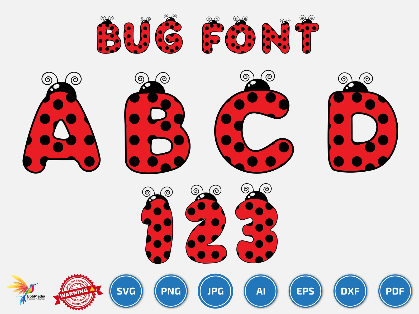LADYBUG FONT Svg Ttfalphabet Letters Ttf Bug Pattern Svg - Etsy