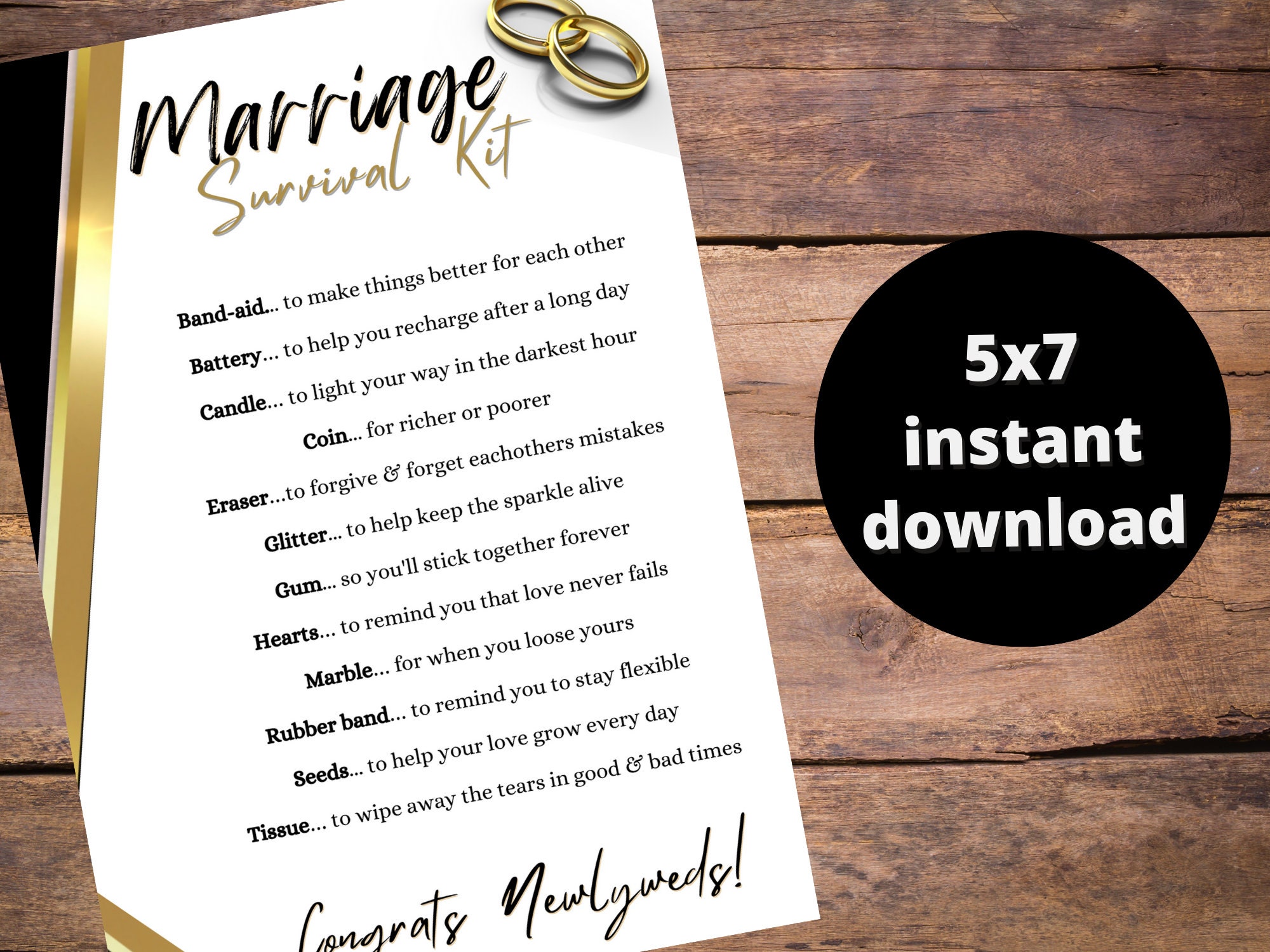 Marriage Survival Kit; Congratulations; Wedding or Anniversary Present ...