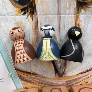Bird Collection Peg Dolls/owl/blackbird/blue Tit/robin/early Years ...