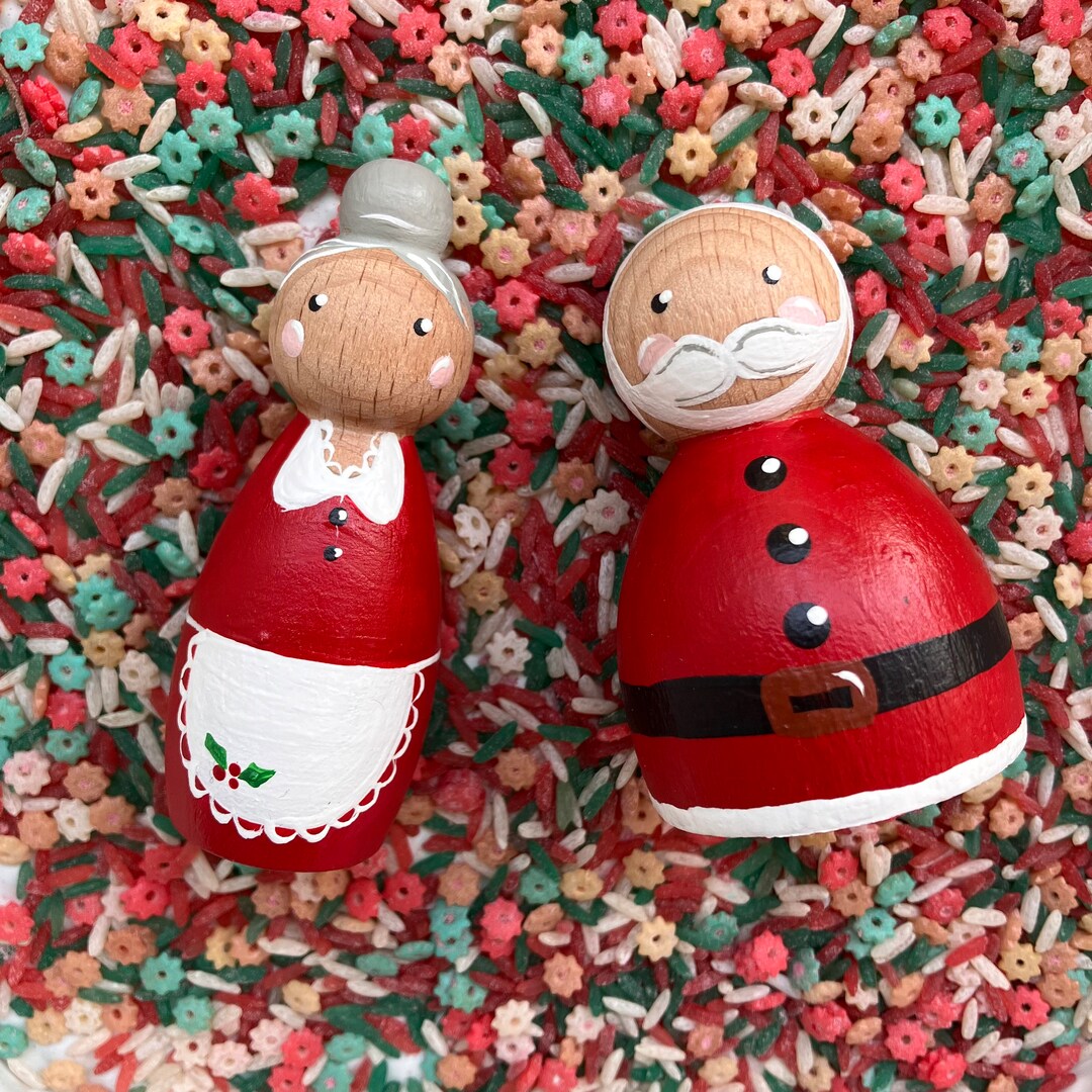 Father Christmas and Mrs Claus Peg Dolls/santa/mrs Christmas/peg Doll ...