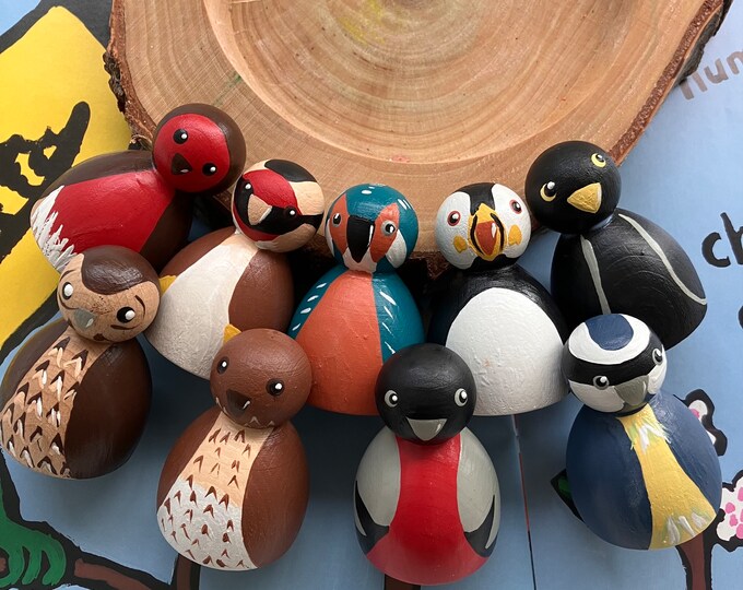 Bird Collection Peg Dolls/owl/blackbird/blue Tit/robin/early Years ...