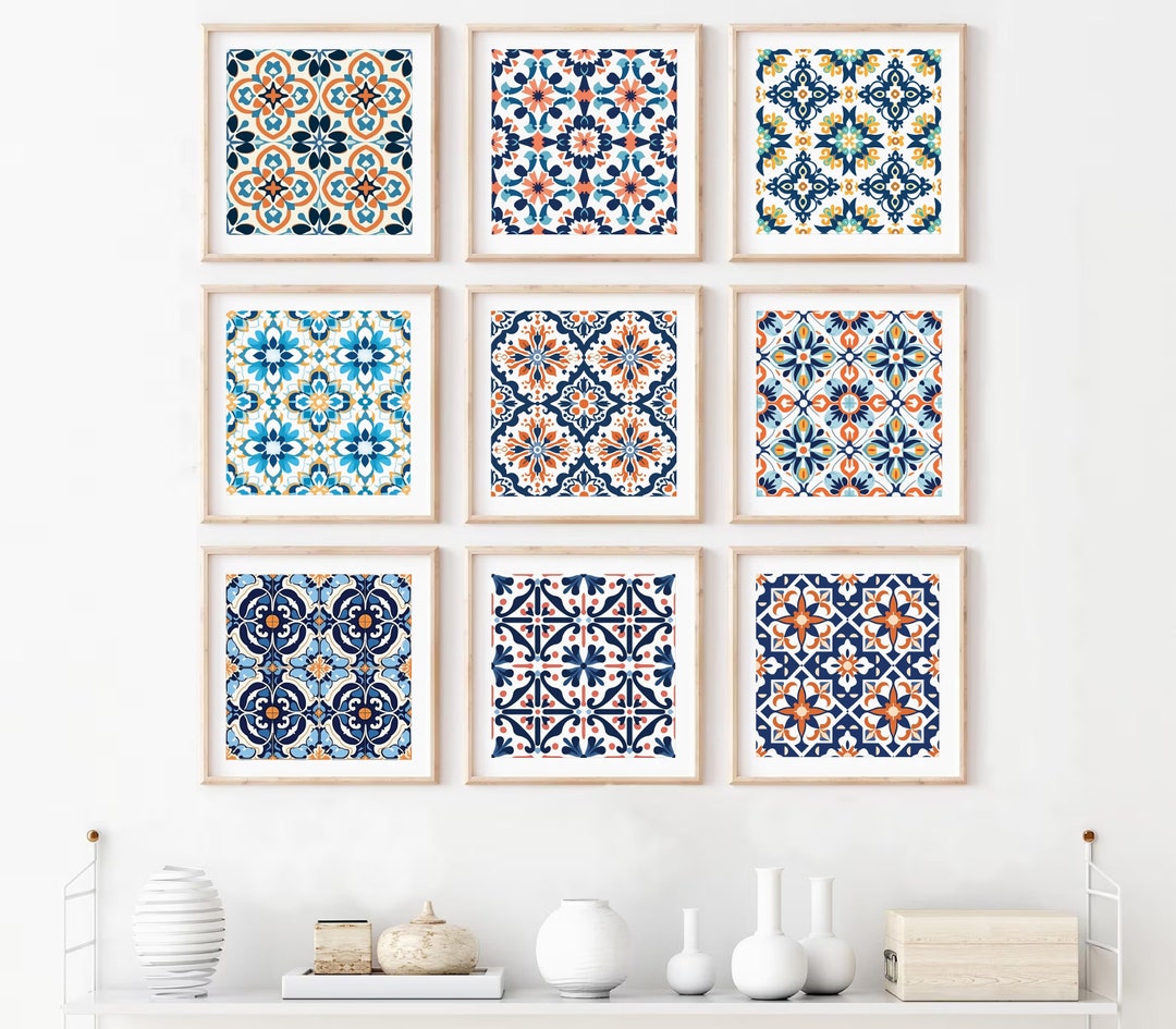 Moroccan Tile Art Print Set of 9: Mosaic Pattern Posters Digital ...