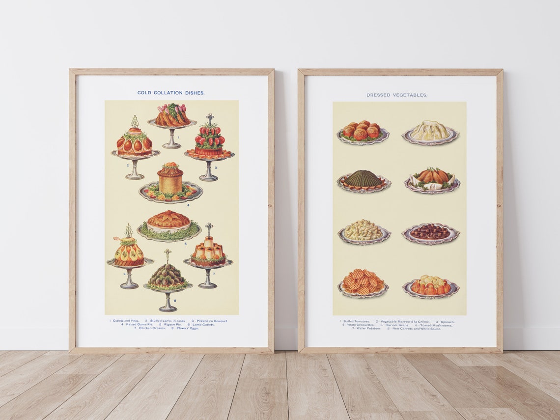 Vintage Food Posters Set of 8 Printable Wall Art Digital Download ...