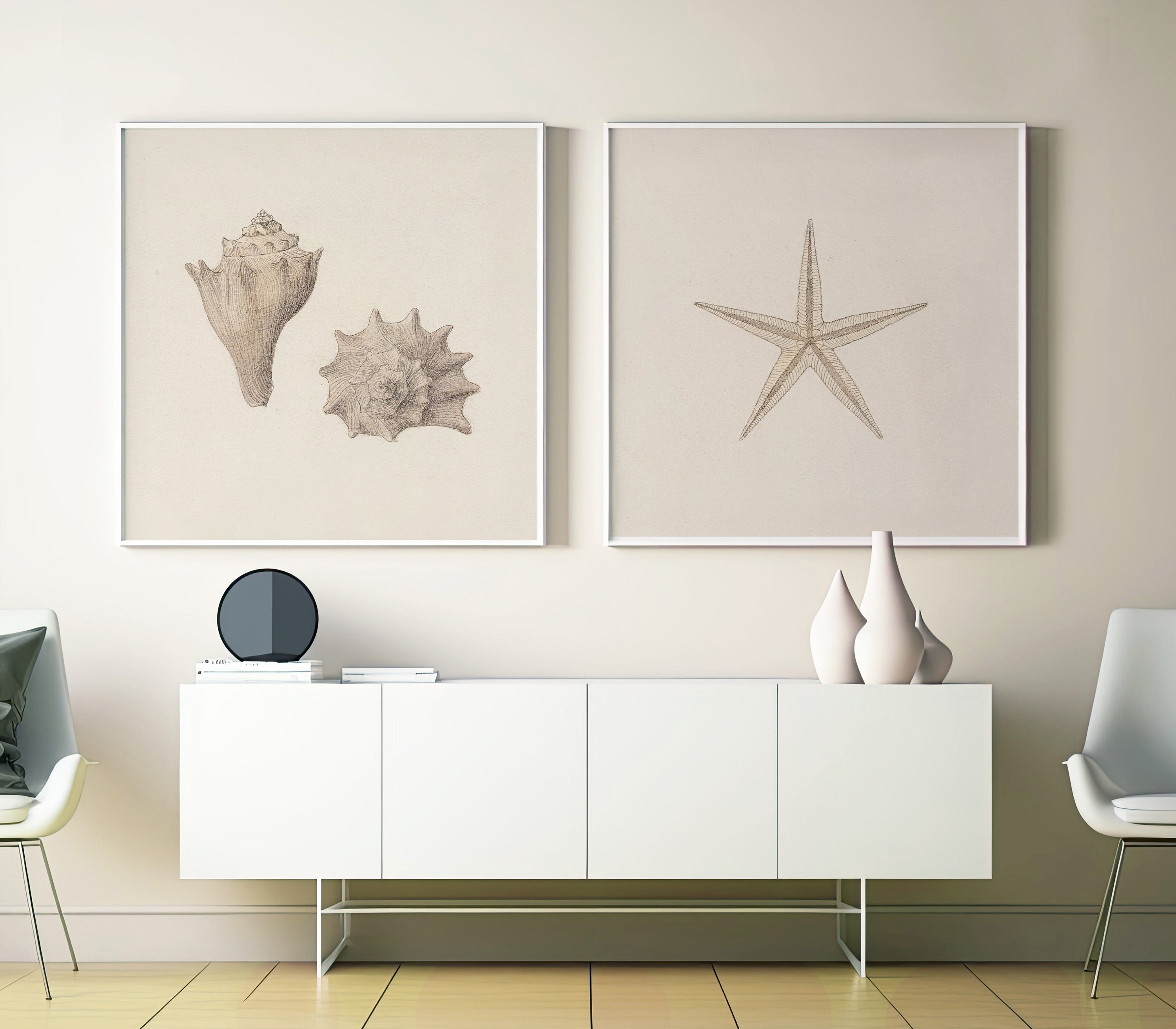 Vintage Sea Shells Set of 4 Poster Prints, Printable Wall Art by Julie ...