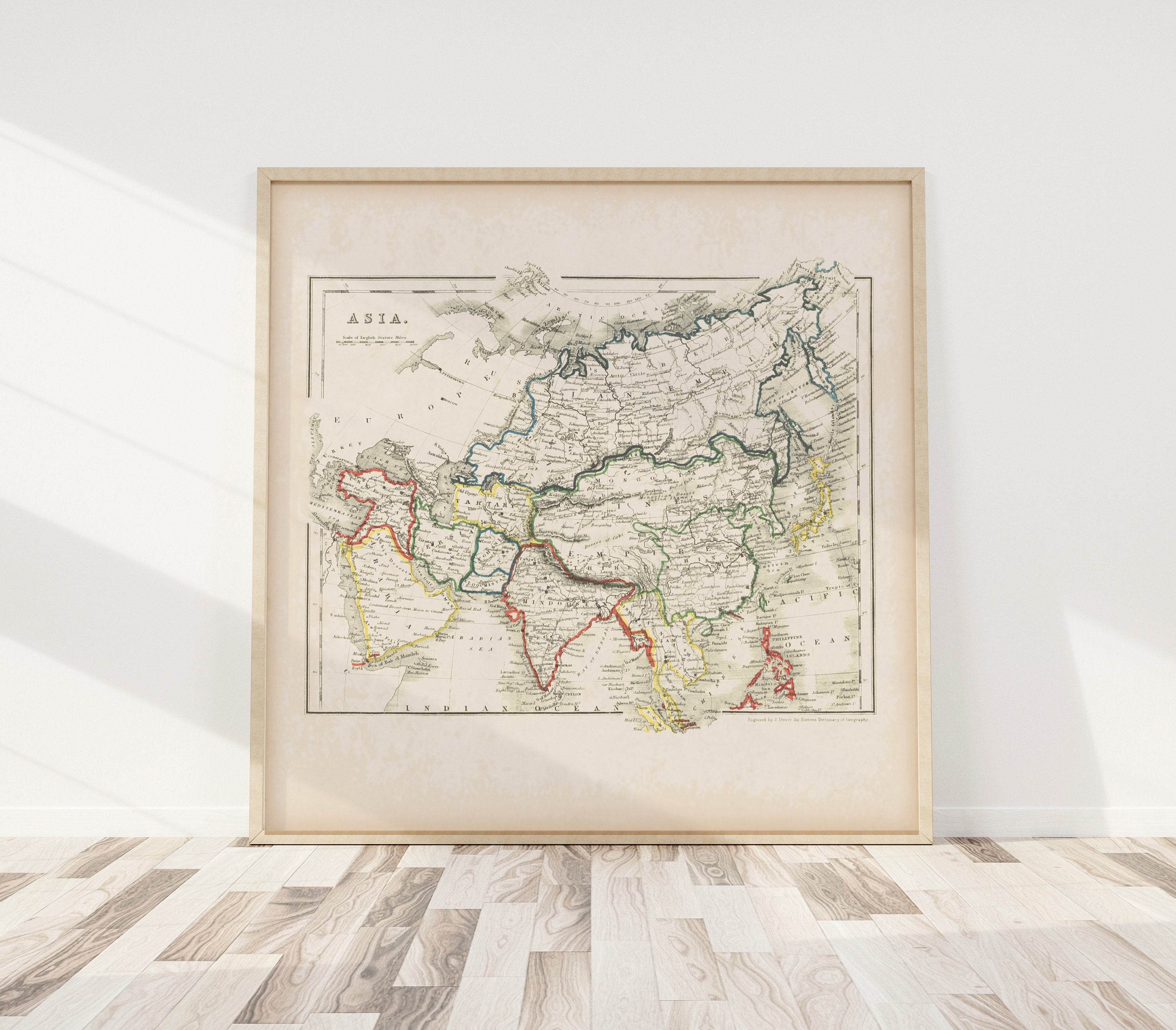Vintage World Map Print Set of 4: Square Antique Style Digital Download ...