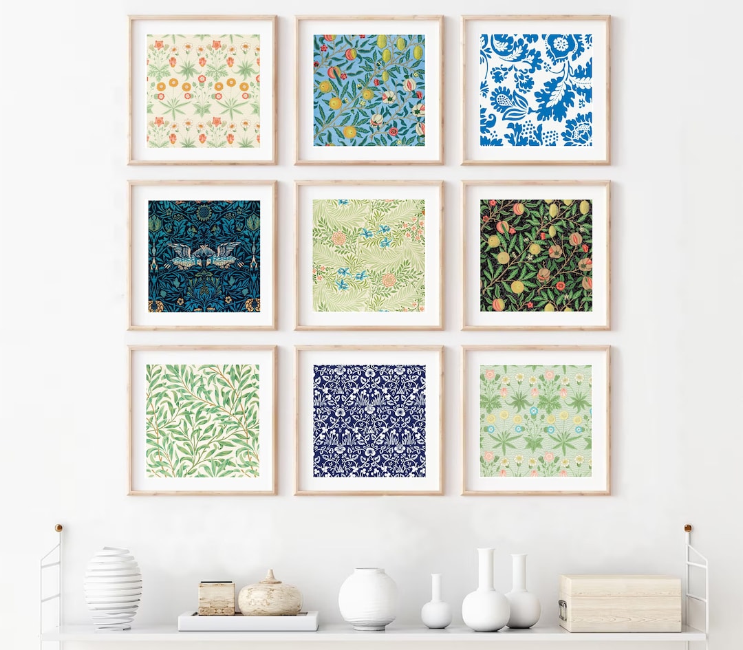 William Morris Prints Set of 9: Square Gallery Wall Art Digital ...