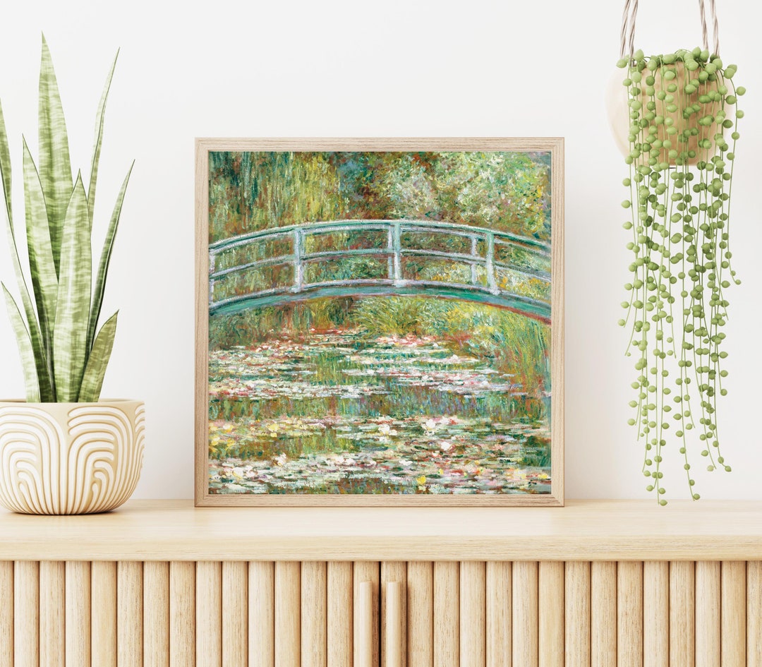 Bridge Water Lilies Claude Monet Square Wall Art, Impressionist Nature ...