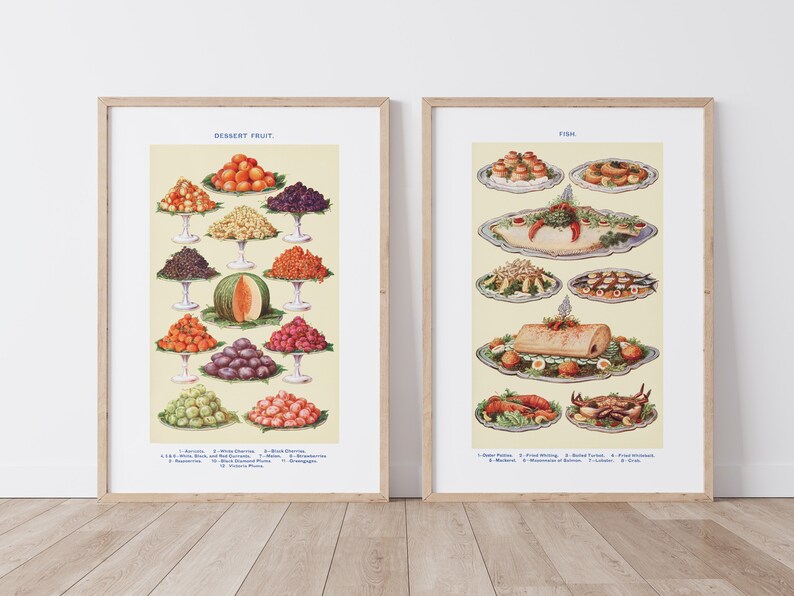 Vintage Food Posters Set of 8 Printable Wall Art | Digital Download ...