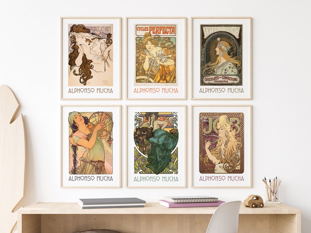 Art Nouveau Women Poster Collection Set of 6 Prints by Alphonse Mucha ...