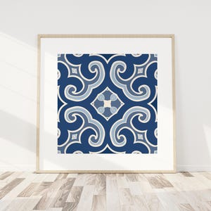 Blue Moroccan Tile Art Print Set of 9: Square Digital Download, 8x8 ...