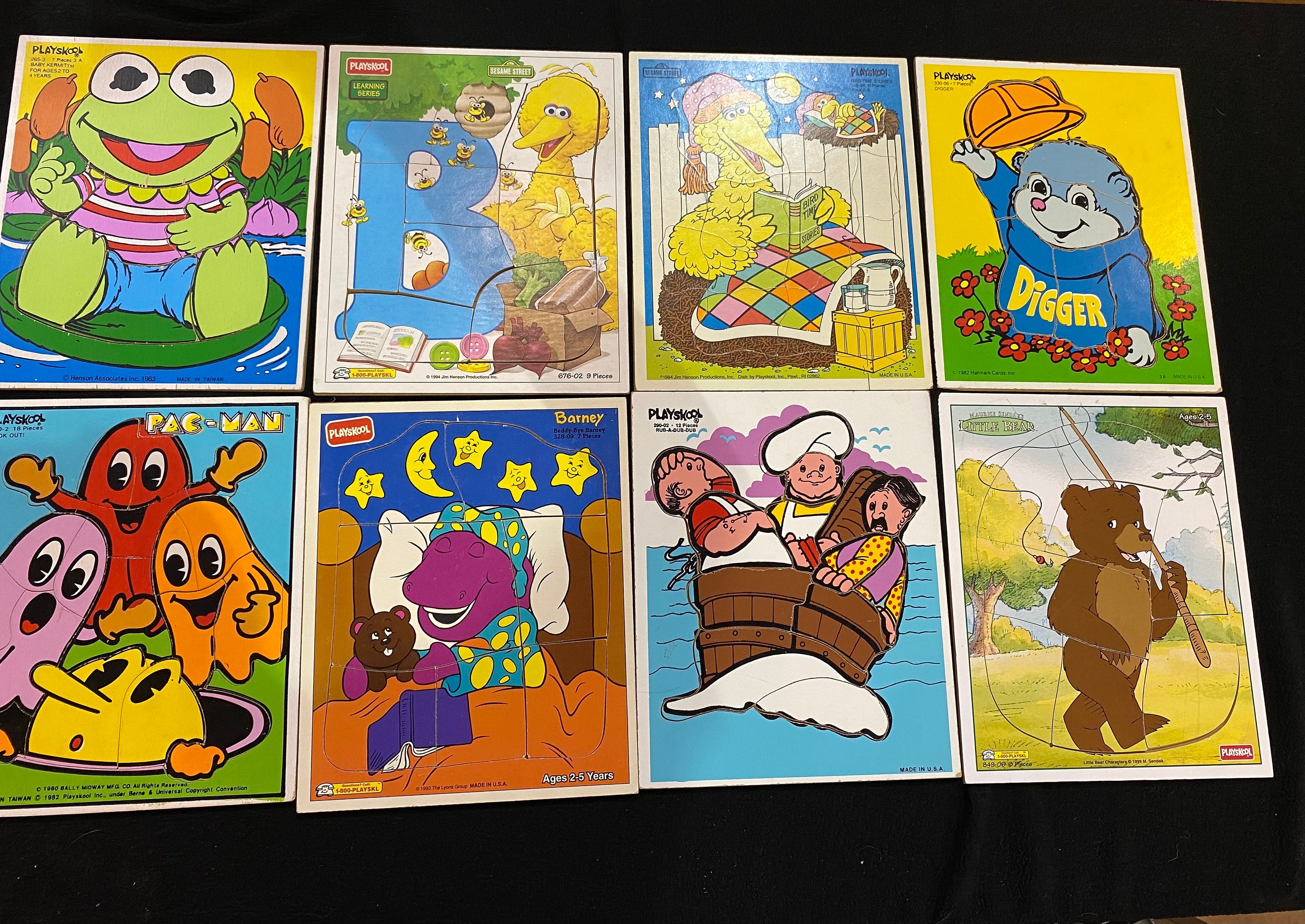 Vintage Playskool Wooden Puzzle From the 80s and 90s Barney Kermit the ...