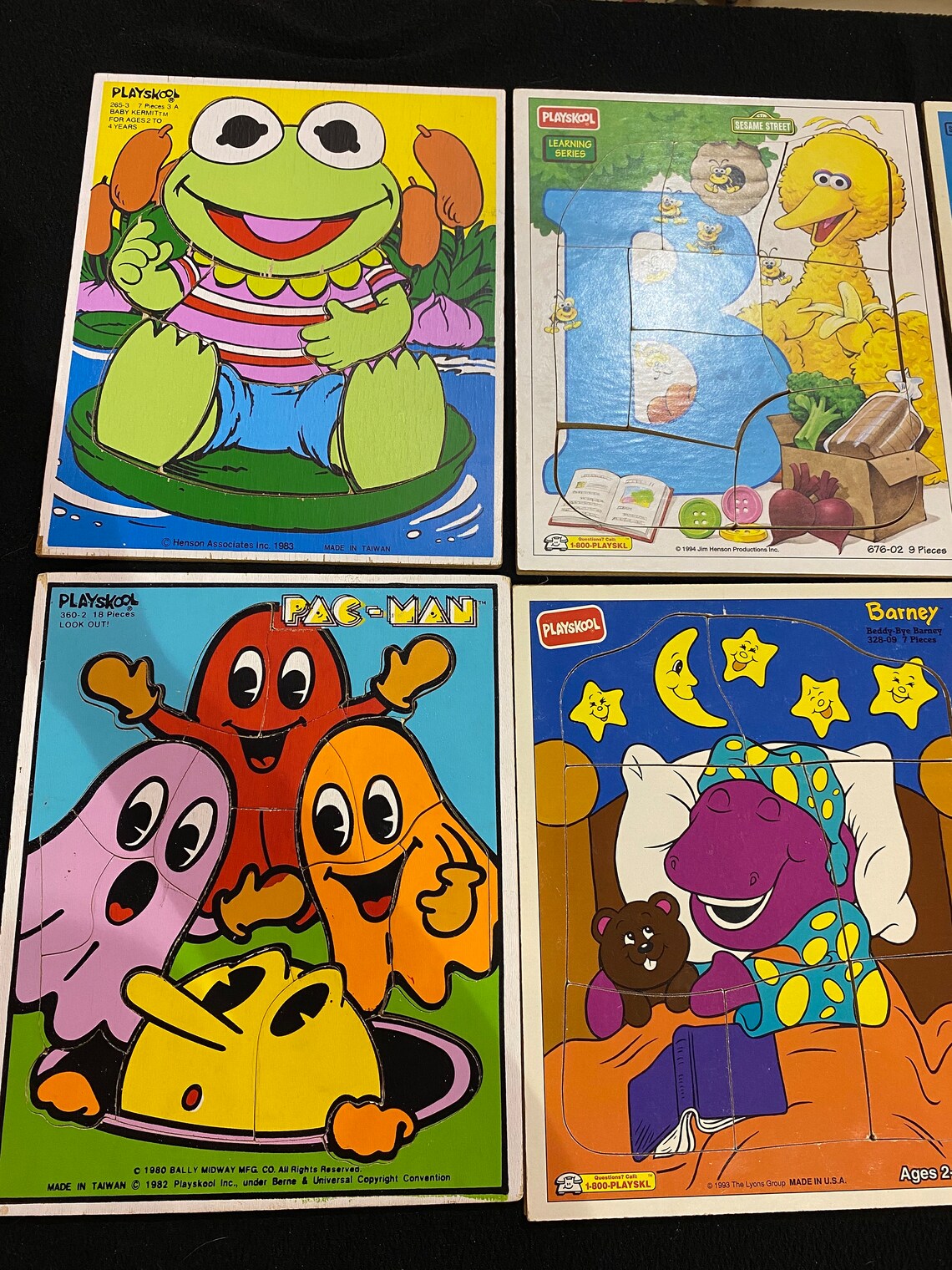 Vintage Playskool Wooden Puzzle From the 80s and 90s Barney Kermit the ...