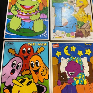 Vintage Playskool Wooden Puzzle From the 80s and 90s Barney Kermit the ...