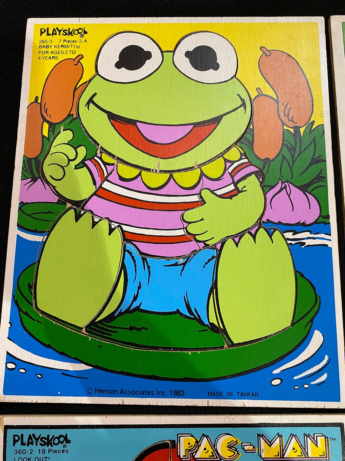 Vintage Playskool Wooden Puzzle From the 80s and 90s Barney Kermit the ...