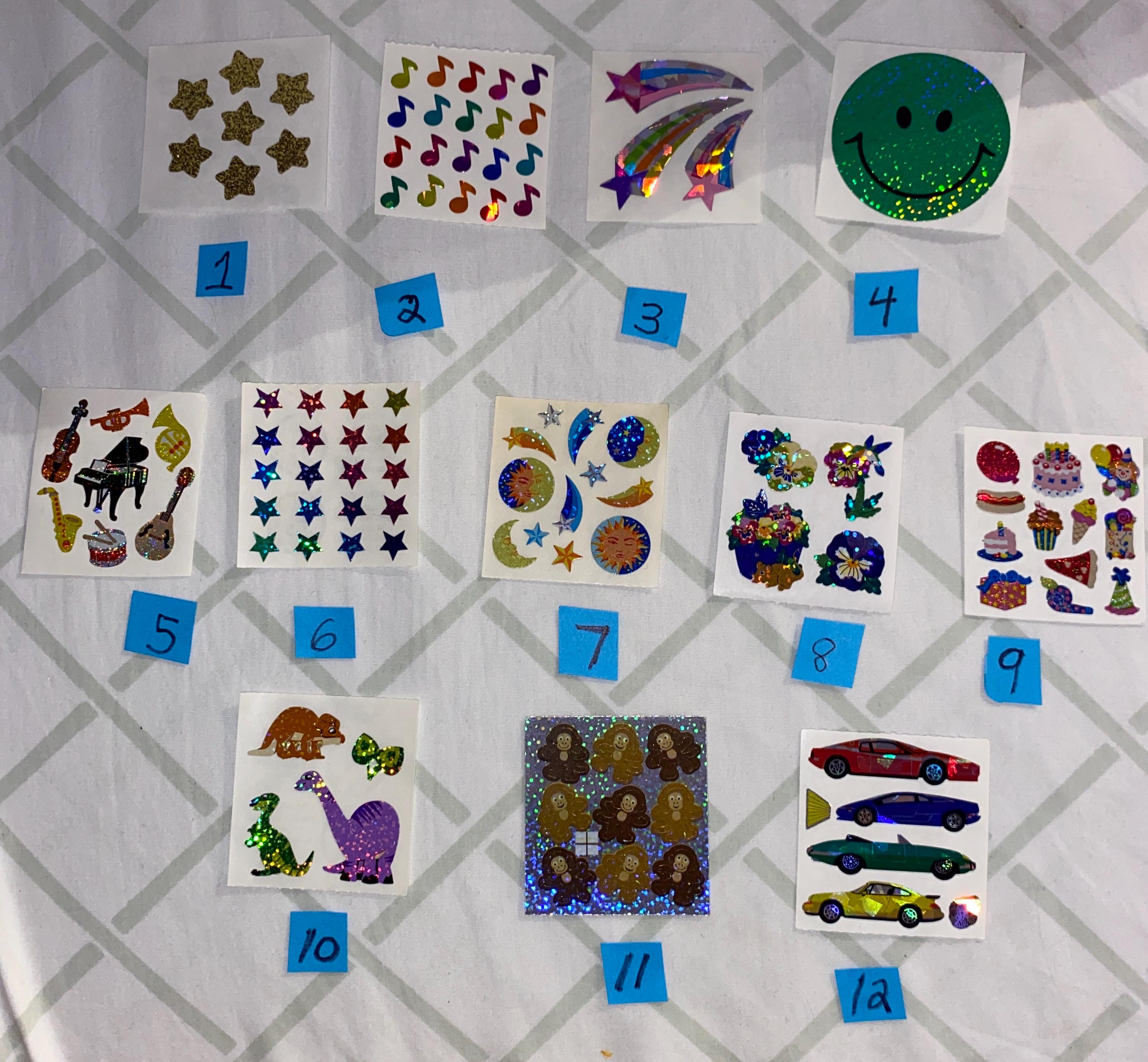 Sandylion Vintage Stickers Glittery Prismatic Dino’s Monkey Music Note ...