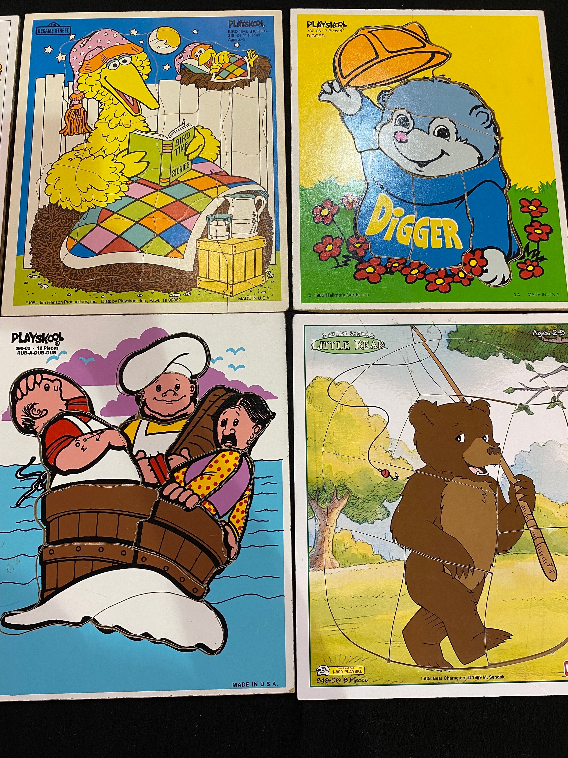 Vintage Playskool Wooden Puzzle From the 80s and 90s Barney Kermit the ...