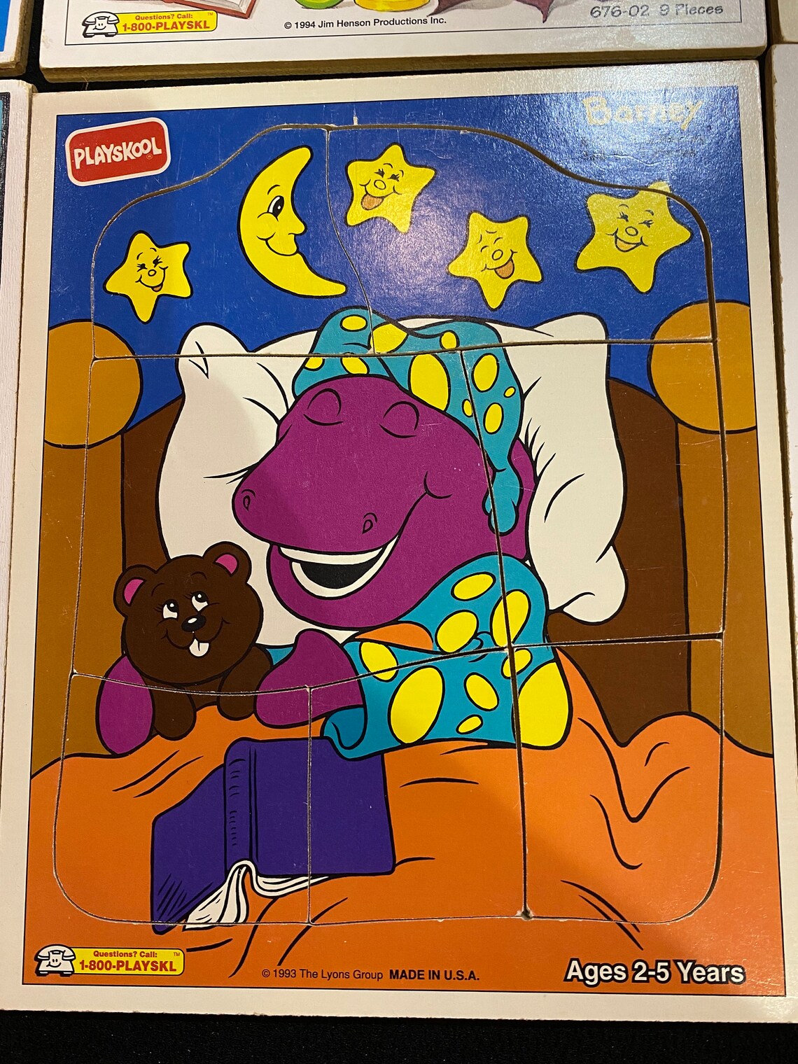 Vintage Playskool Wooden Puzzle From the 80s and 90s Barney Kermit the ...