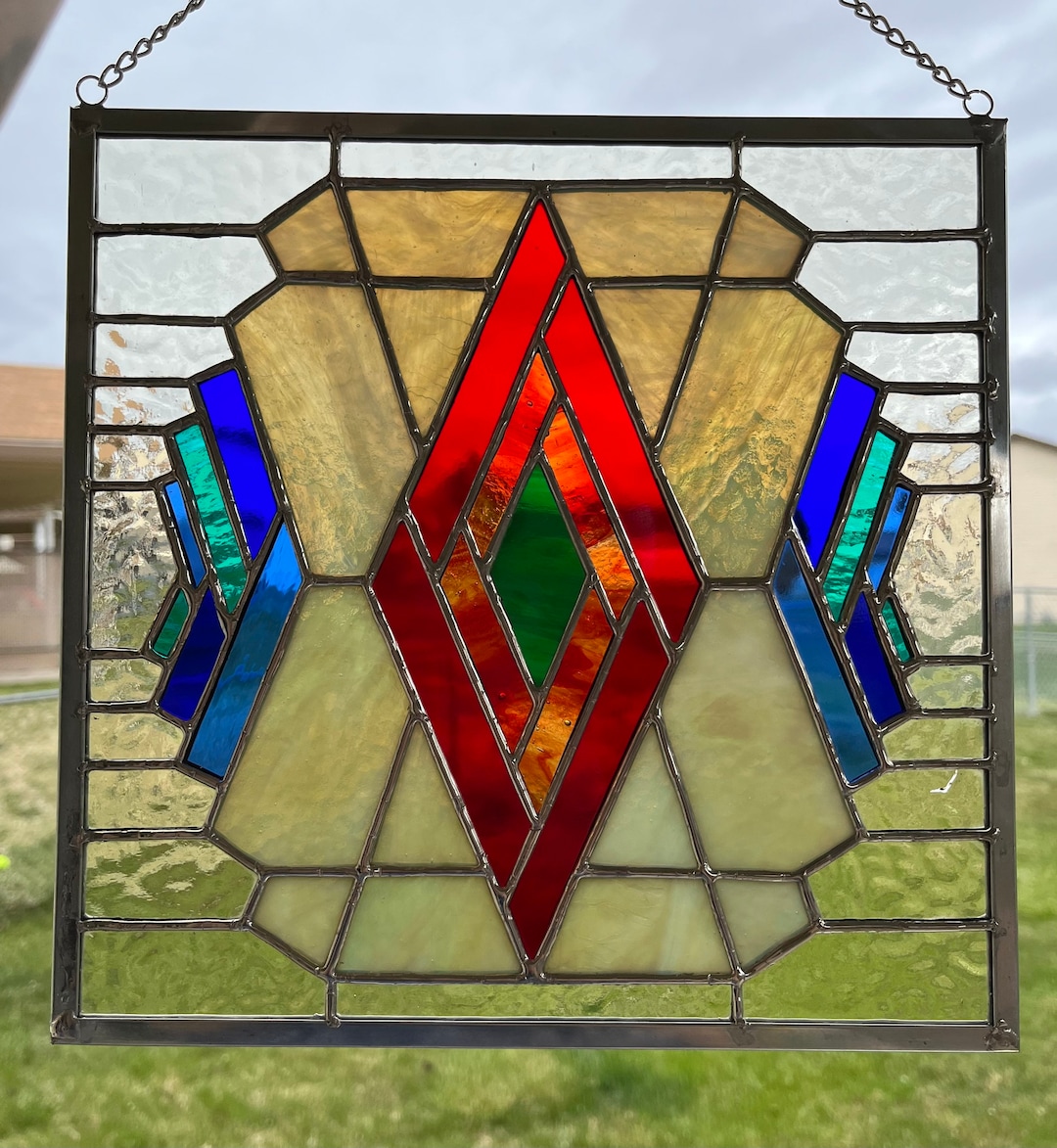 Art Deco Stained Glass Panel - Etsy