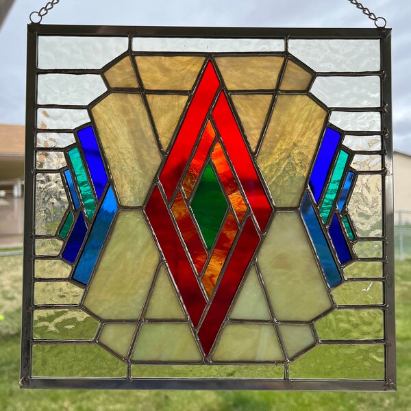Art Deco Stained Glass Panels Etsy