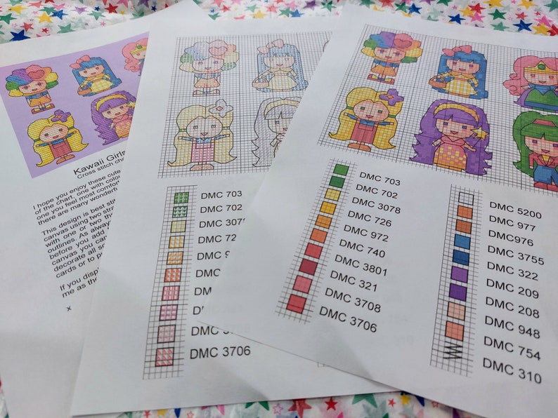 Kawaii Cross Stitch Pattern Chibi Girls Pixel Chicks Cute - Etsy