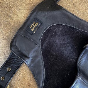 Vintage 1970s Black Leather Hog Skins Biker Chaps With Fringe - Made in ...