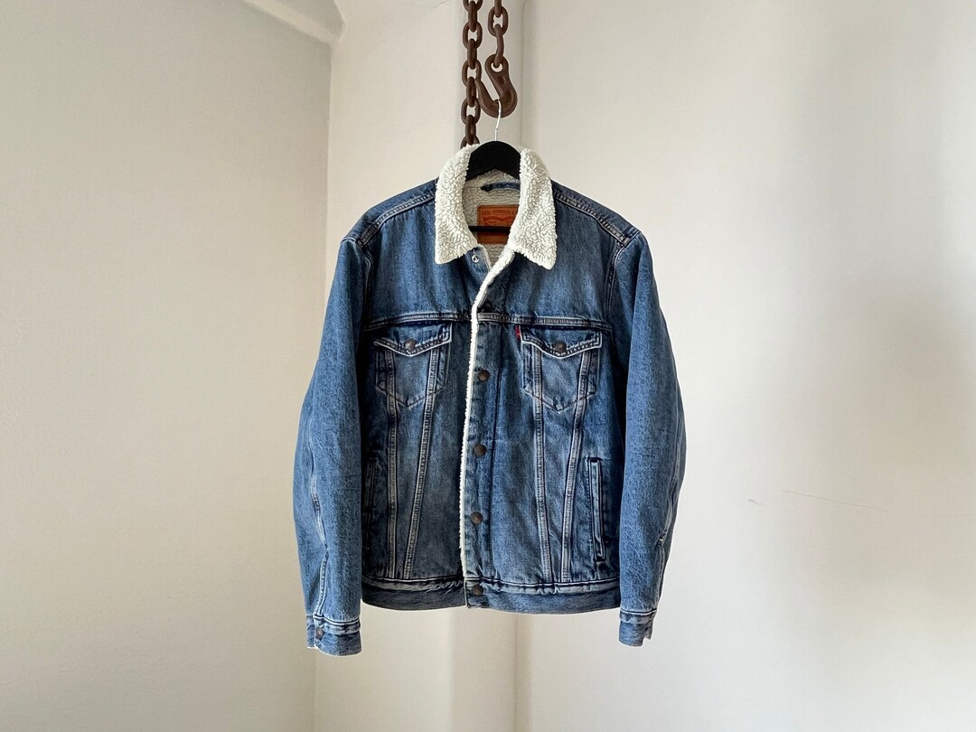 Blue Denim Levis Soft and Warm Furry Jacket / Size Large - Etsy