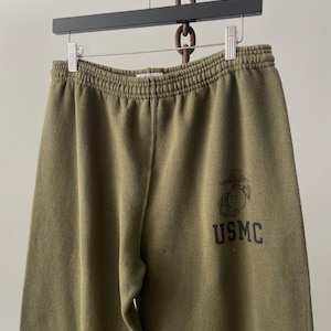 Vintage Olive Green USMC Marine Elastic Waist Cuff Sweatpants Soffe Tag ...
