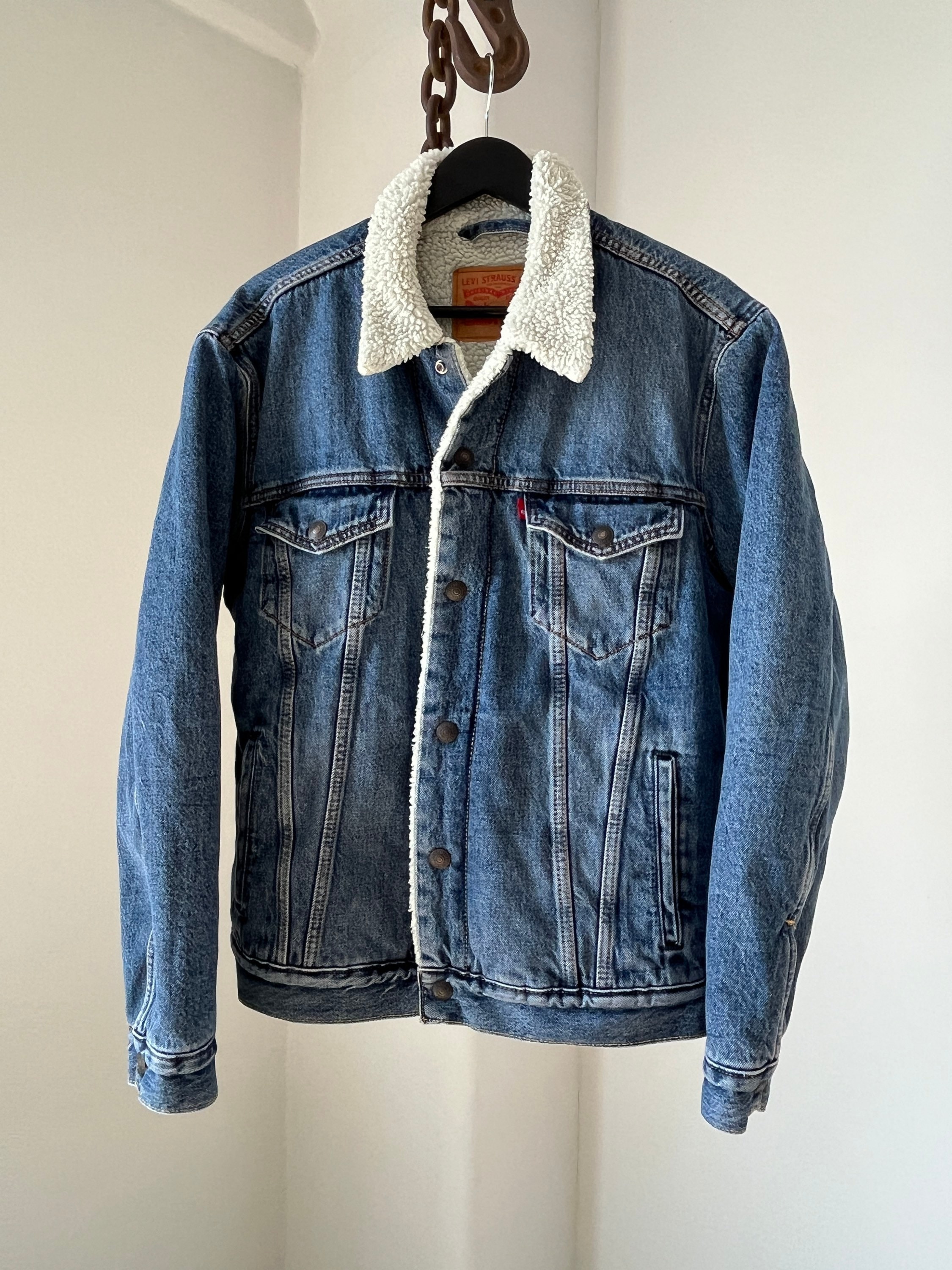 Blue Denim Levis Soft and Warm Furry Jacket / Size Large - Etsy