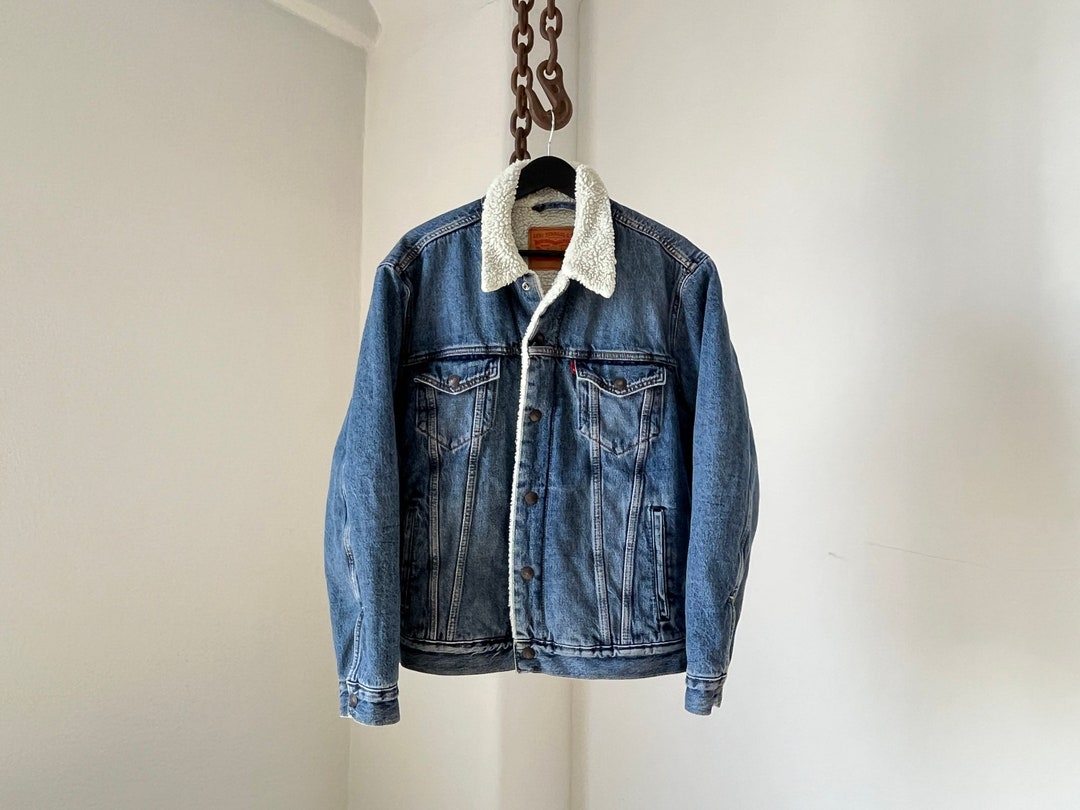 Blue Denim Levis Soft and Warm Furry Jacket / Size Large - Etsy