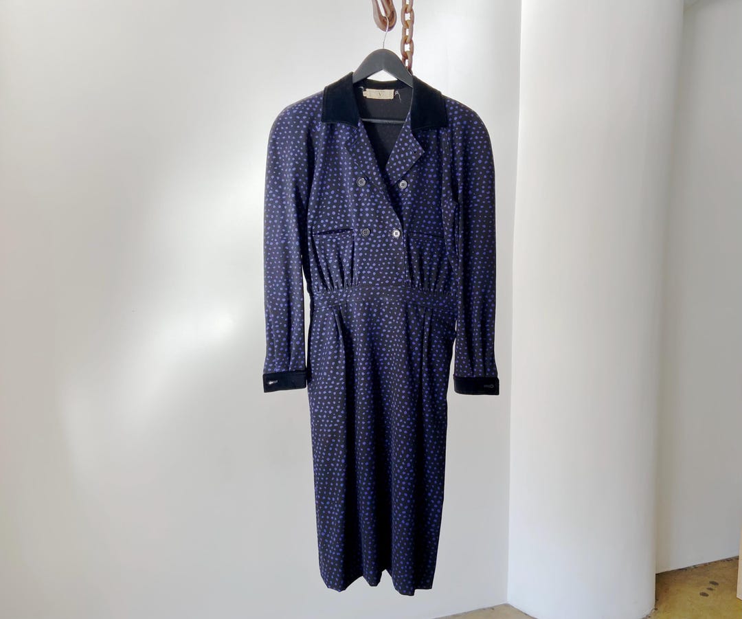 Vintage Valentino Miss V Made in Italy Polka Dot Double-breasted Dress ...