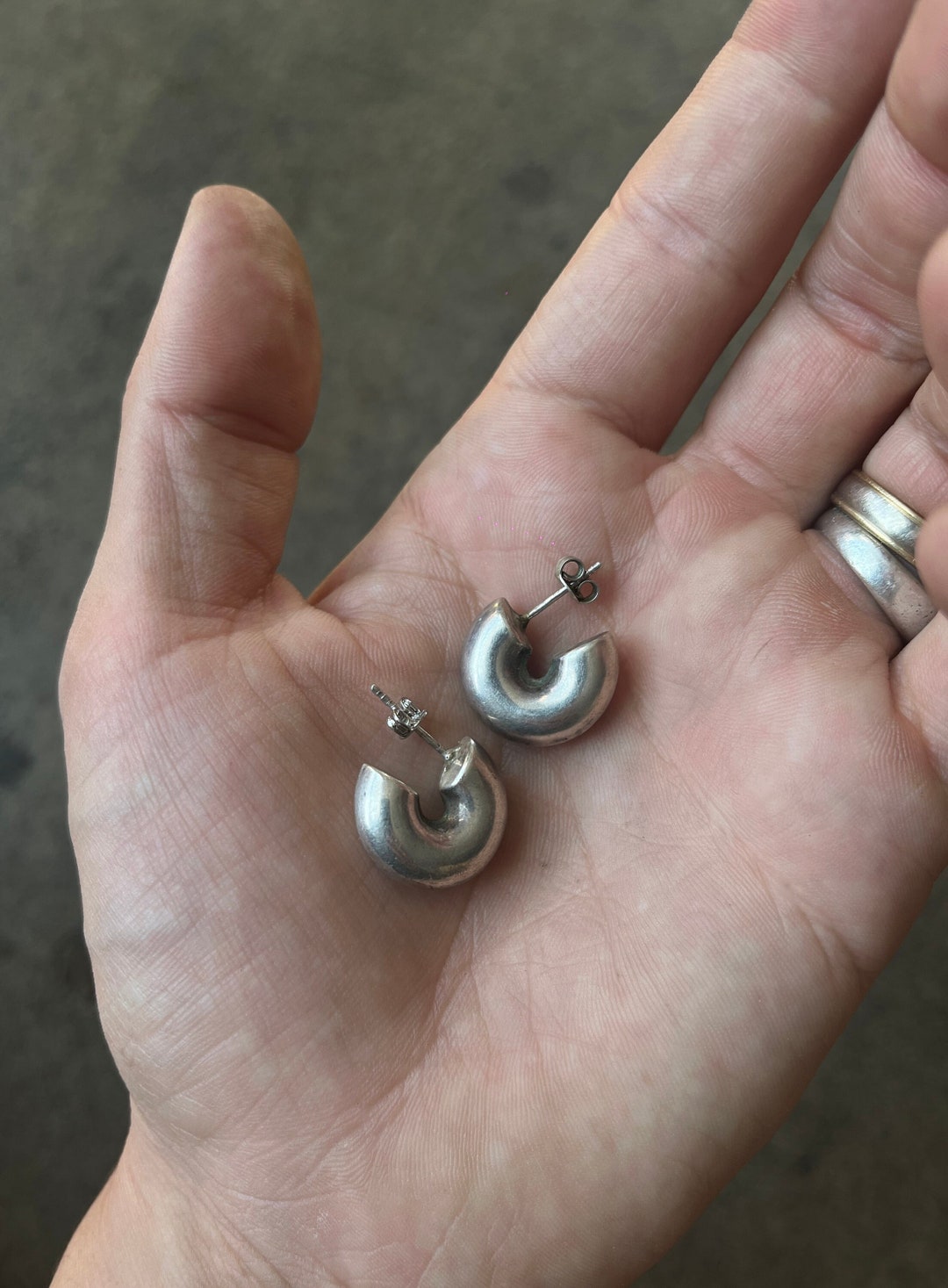 Vintage Bold and Small Silver Loops Earring / 3/4 Inches - Etsy